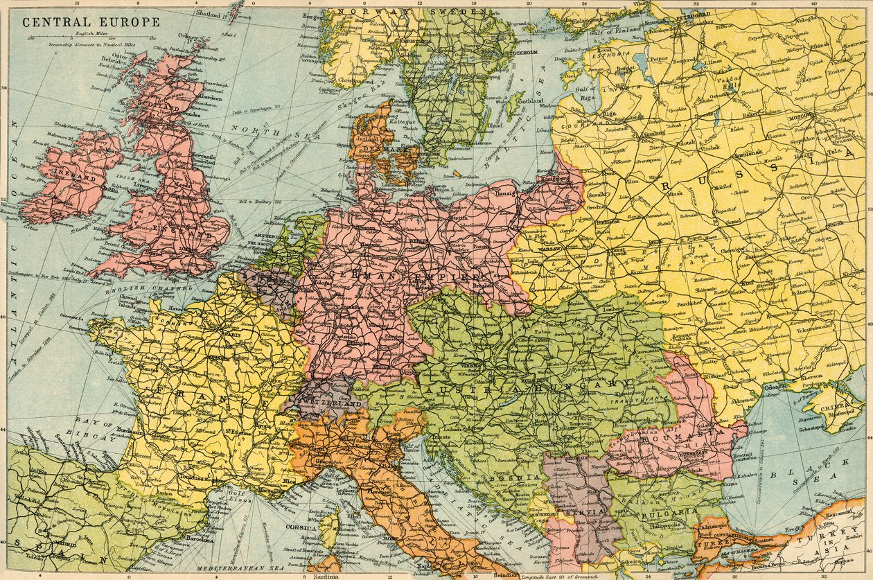 Map of Central Europe by John Bartholomew and Son