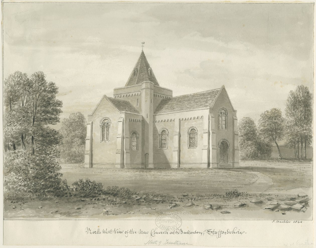 St. Thomas' Church, Butterton by John Buckler