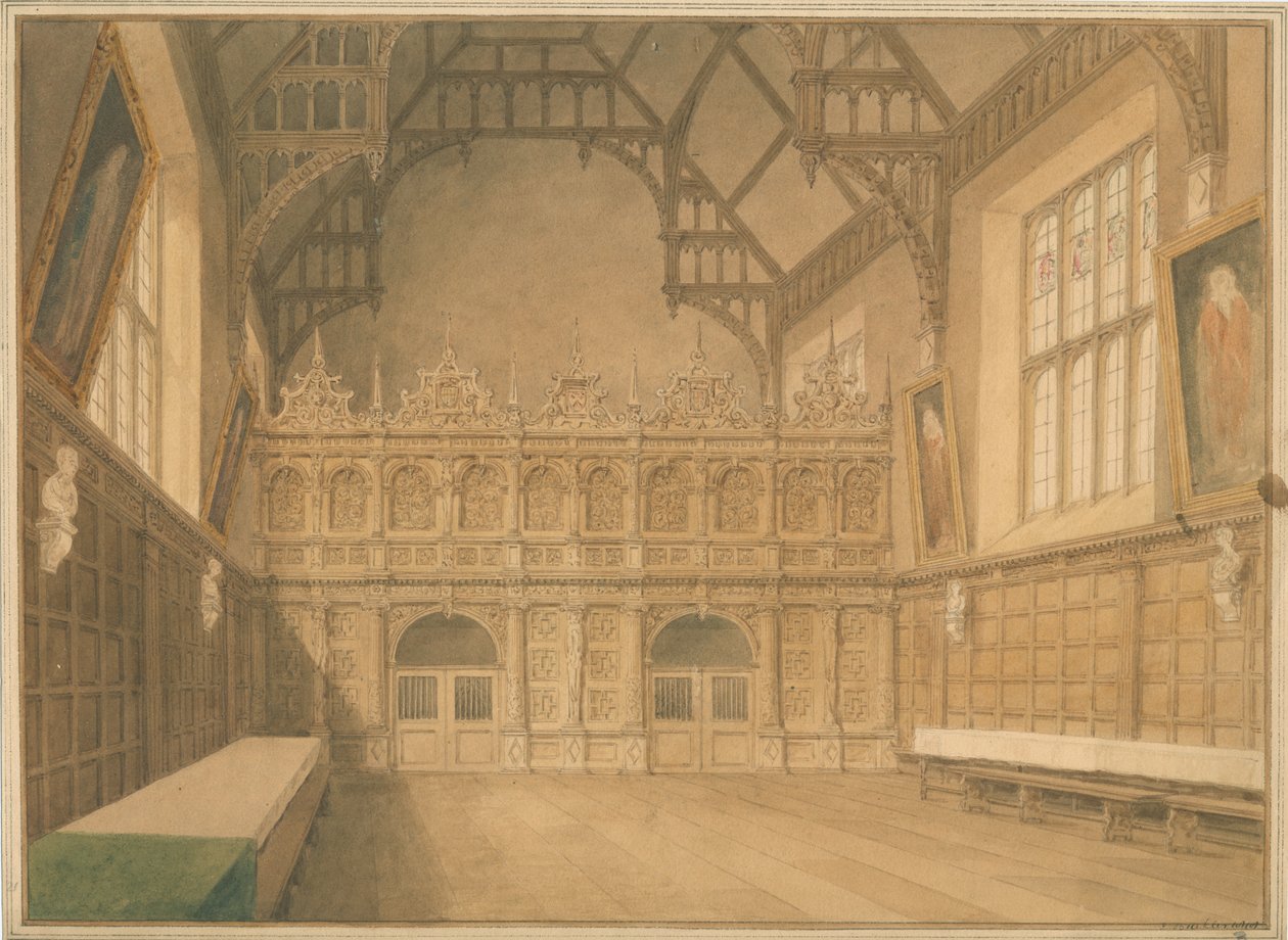 Interior View of Trinity College Hall, Cambridgeshire