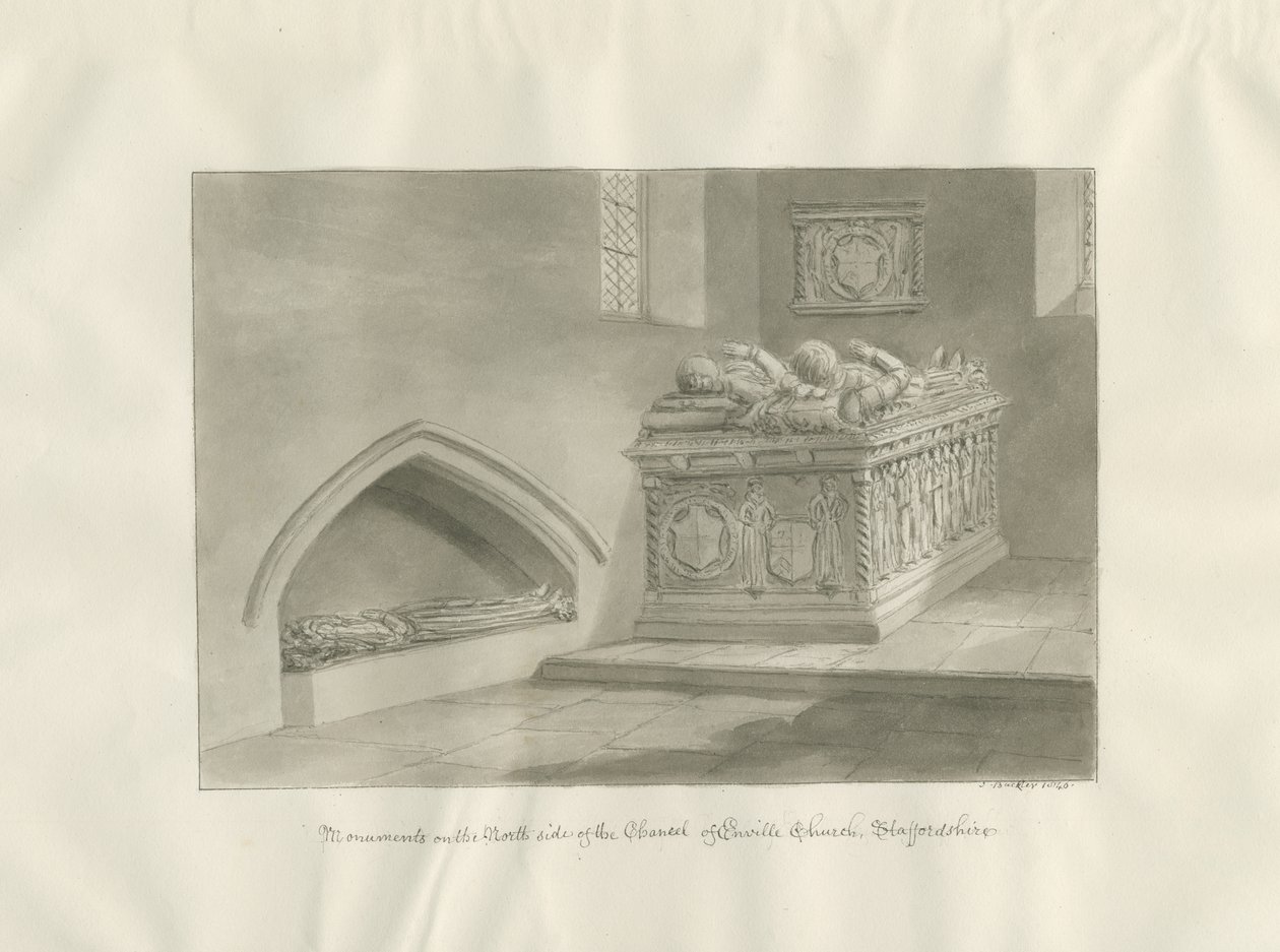 Enville Church - Monument by John Buckler: Fine art print