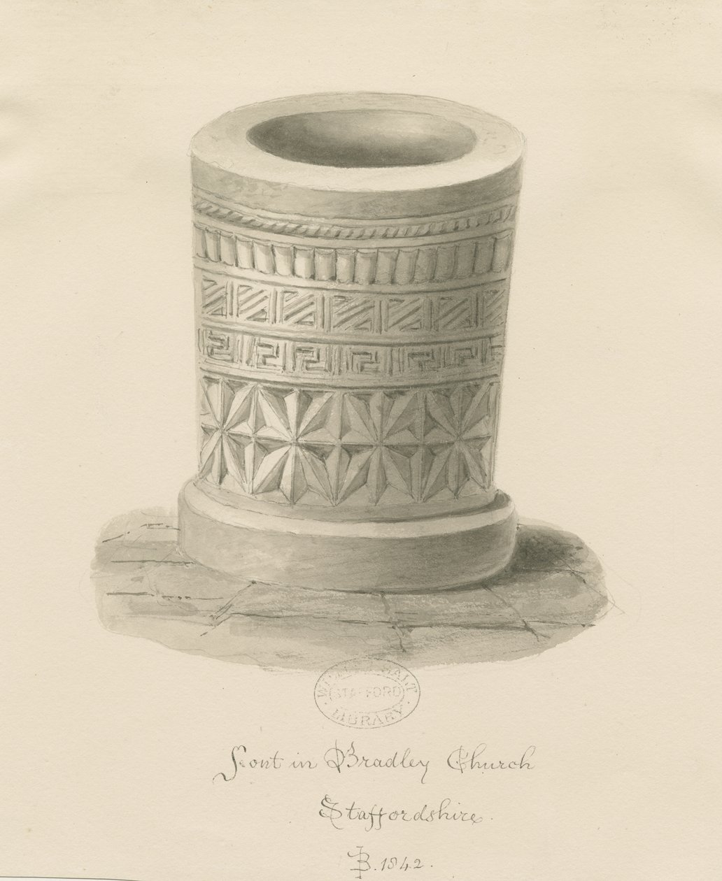 Font in Bradley Church by John Buckler: Buy fine art print