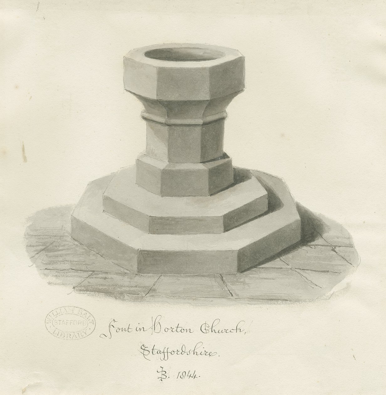 Font in Horton Church by John Buckler: Buy fine art print