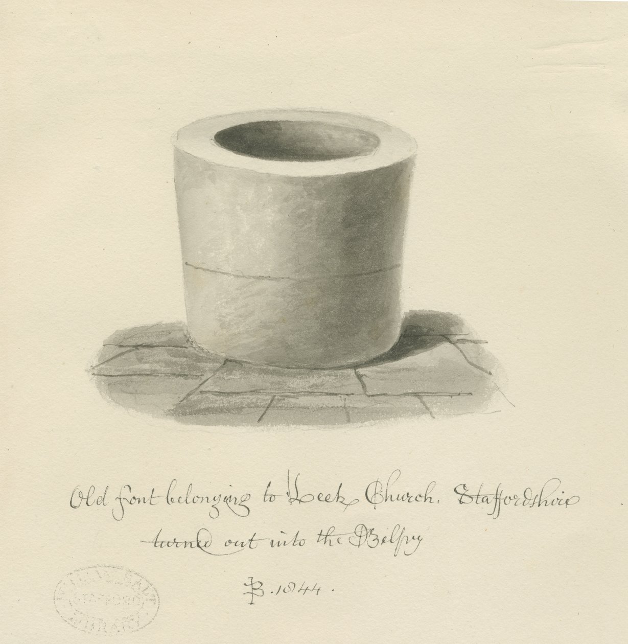 Font in Leek Church by John Buckler: Buy fine art print