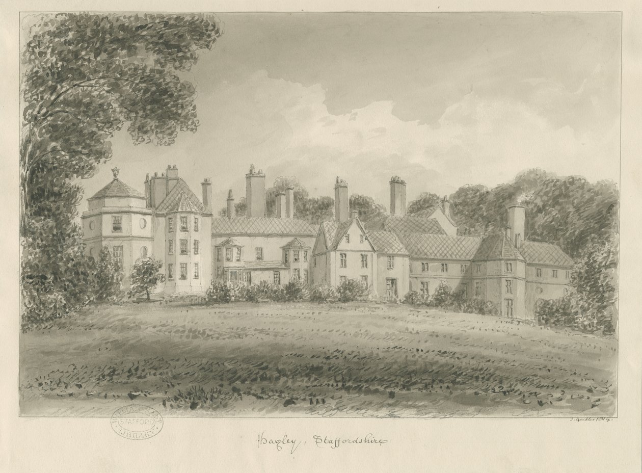 Hagley Hall by John Buckler: High-quality fine art print
