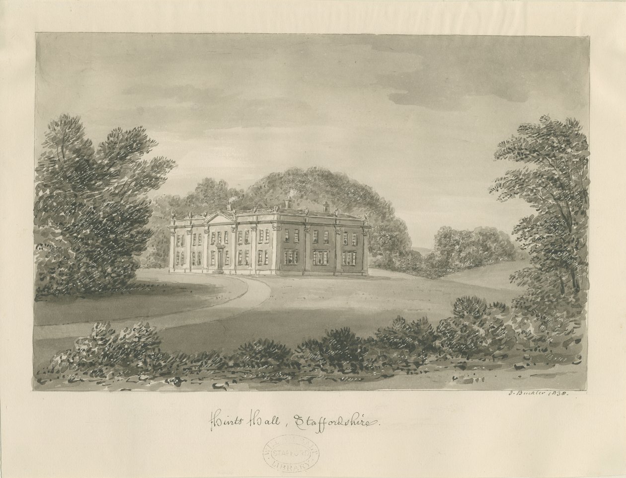 Hints Hall by John Buckler: Highest-quality art reproduction