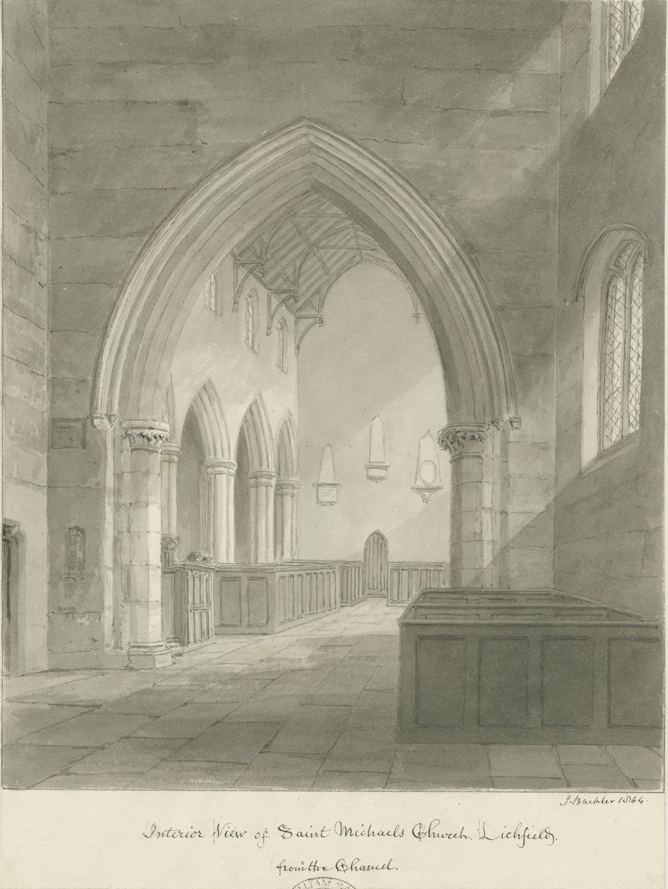 Lichfield - Interior of St. Michael's Church by John Buckler