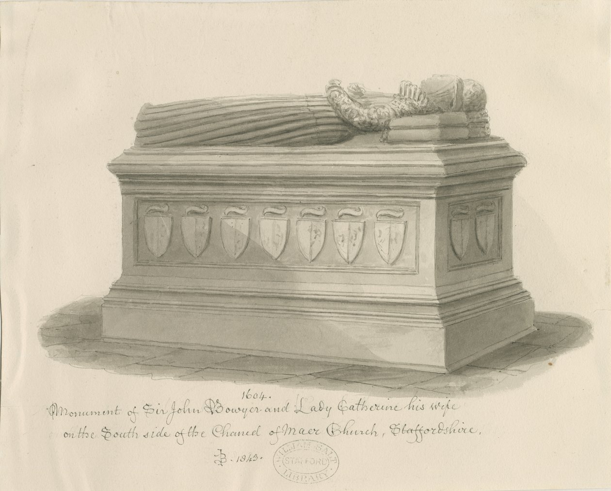 Maer Church - Monument to Sir John Bowyer and Lady Catherine