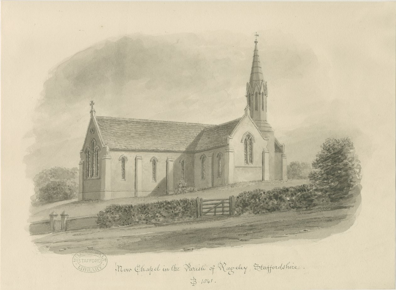 Rugeley - Brereton Chapel: [St. Michael's Church, Brereton] sepia wash ...