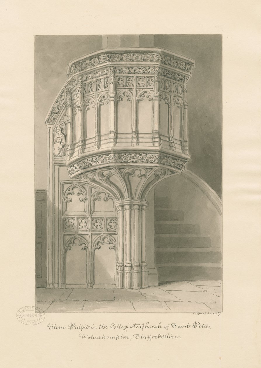 Wolverhampton - Stone Pulpit in St. Peter's Church