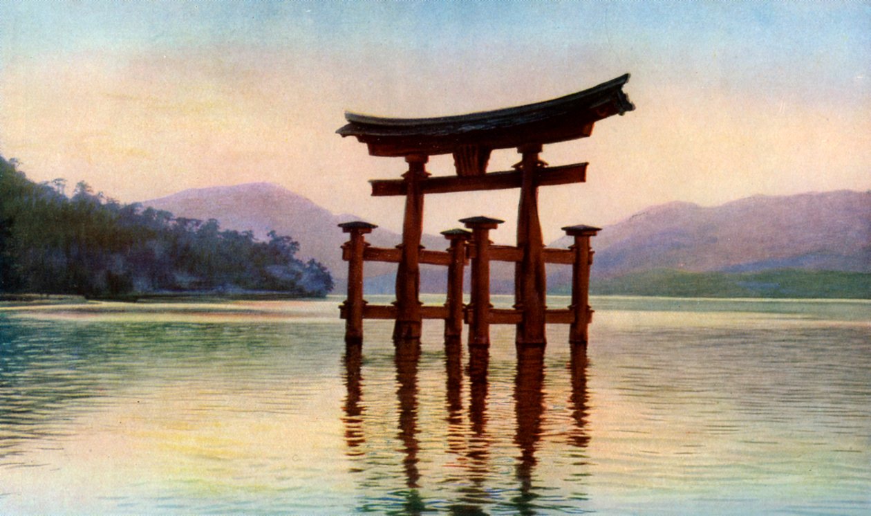 Torii of Itsukushima Temple in Miyajima Island, Japan, c1930s