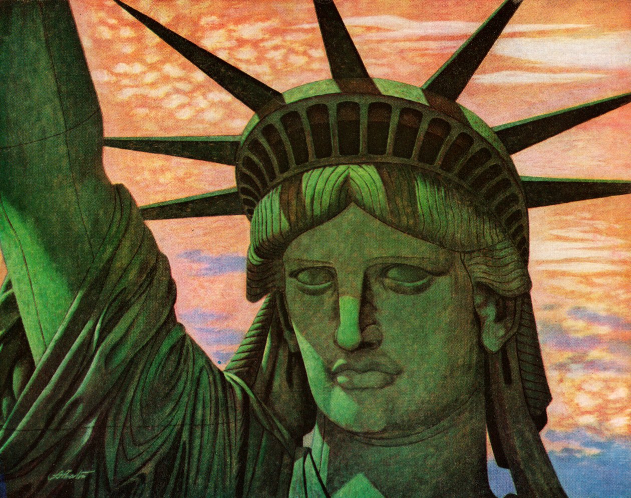 Close-Up Aerial View of the Statue of Liberty