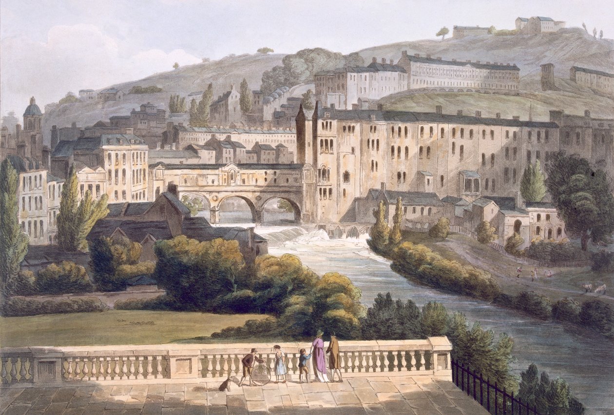 Pulteney Bridge, from 'Bath Illustrated by a Series of Views', engraved ...