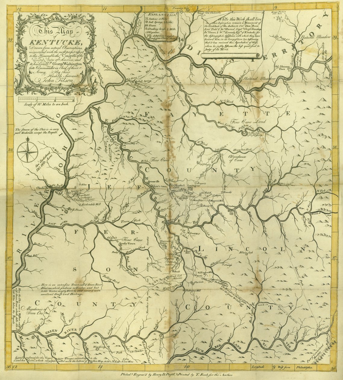 Map of Kentucke, Engraved by Henry D. Pursell, Printed by T. Rook ...