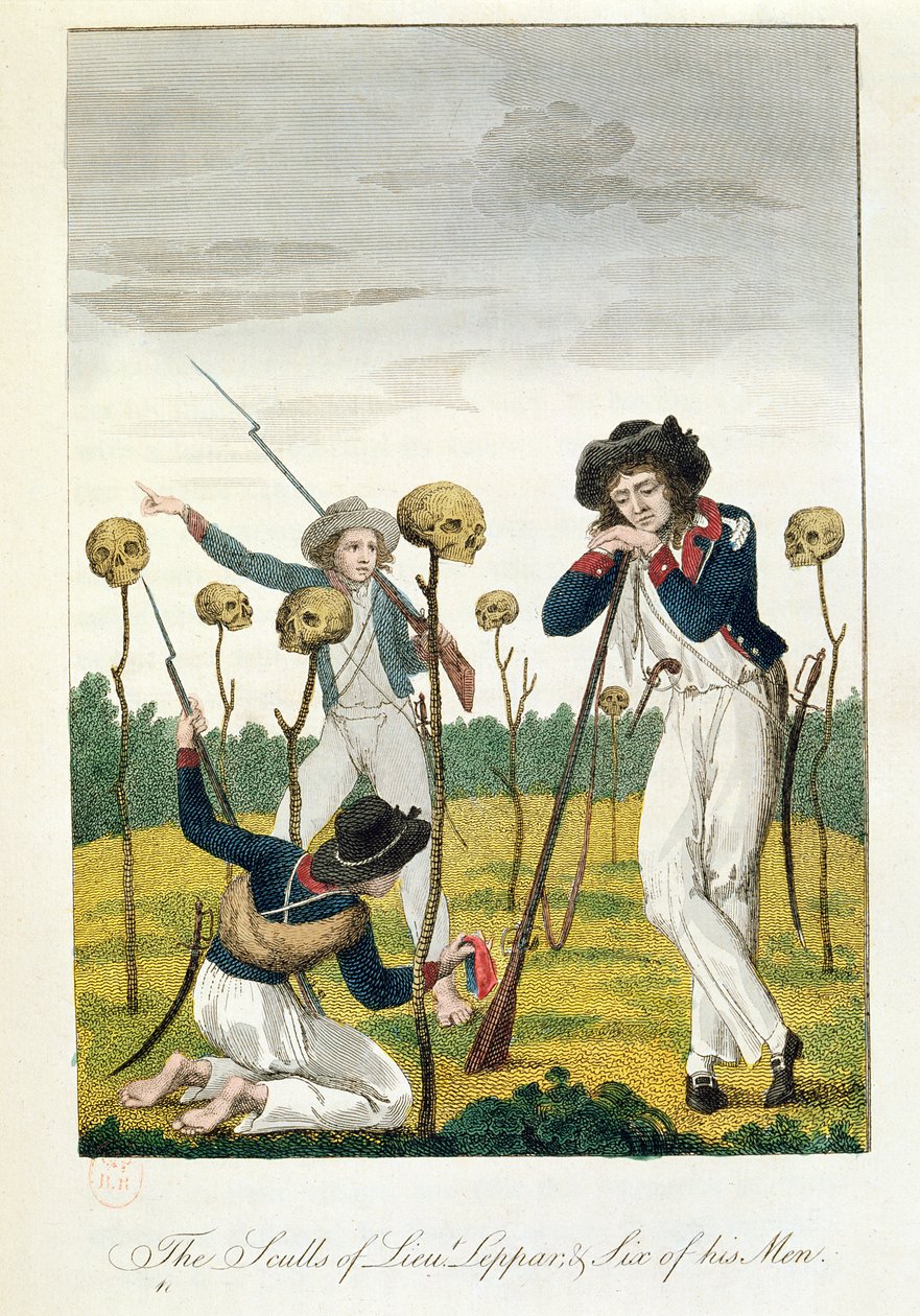 The Skulls of Lieu Leppar, Six of His Men, by J.G. Stedman