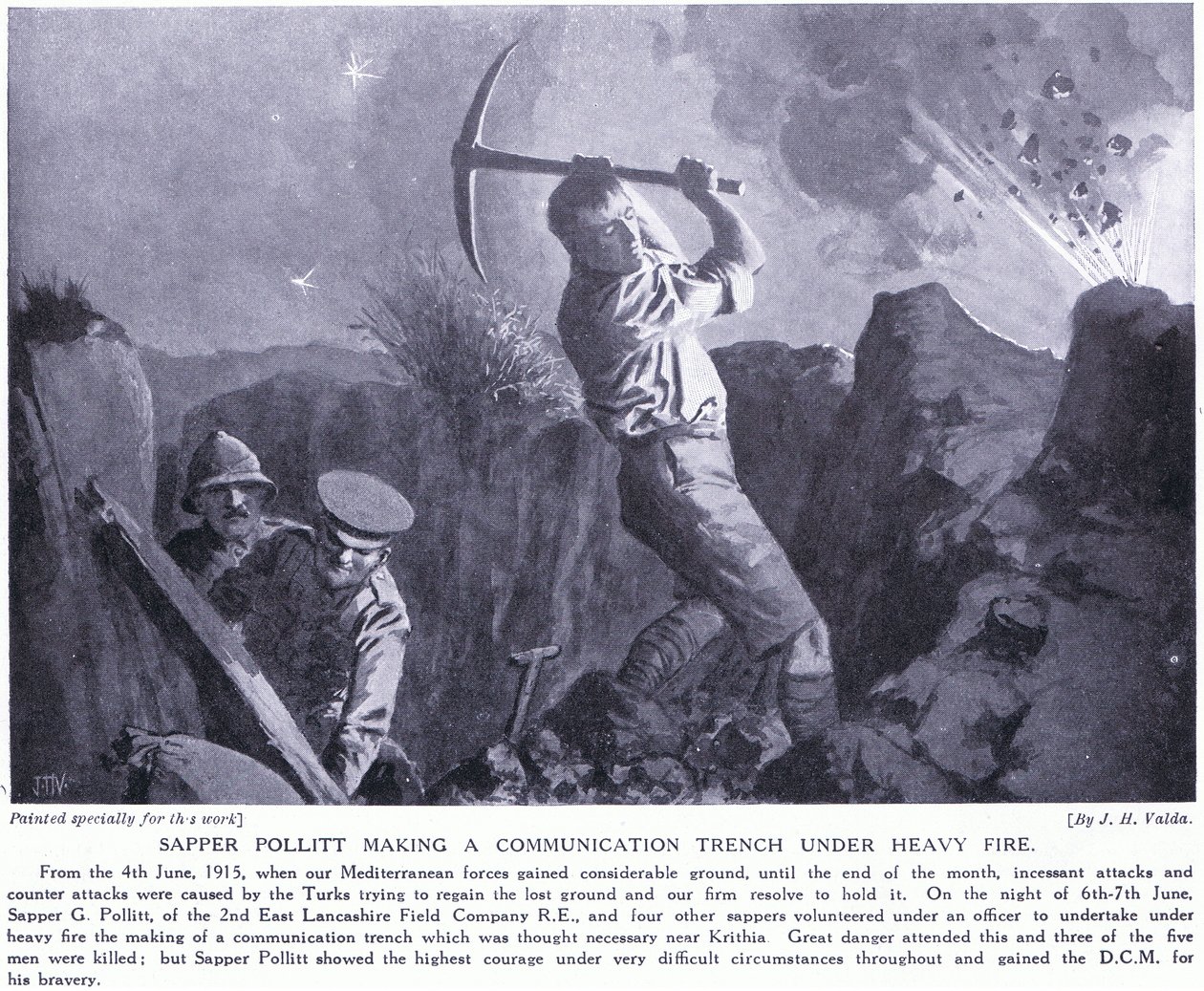 Sapper Pollitt Making a Communication Trench Under Heavy Fire at the ...