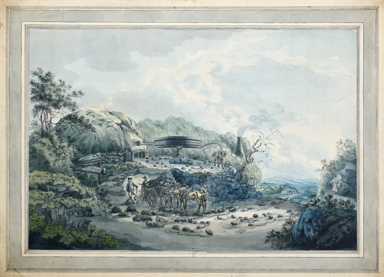 Pit head with horse-gin by John Hassell: Fine art print