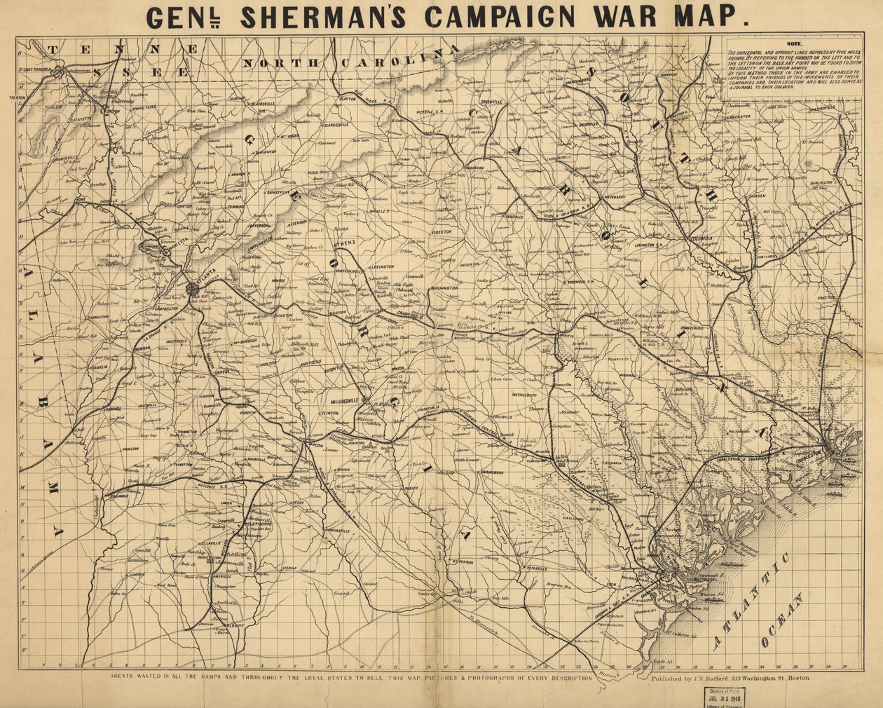 General Sherman's Campaign War Map by John Henry Bufford