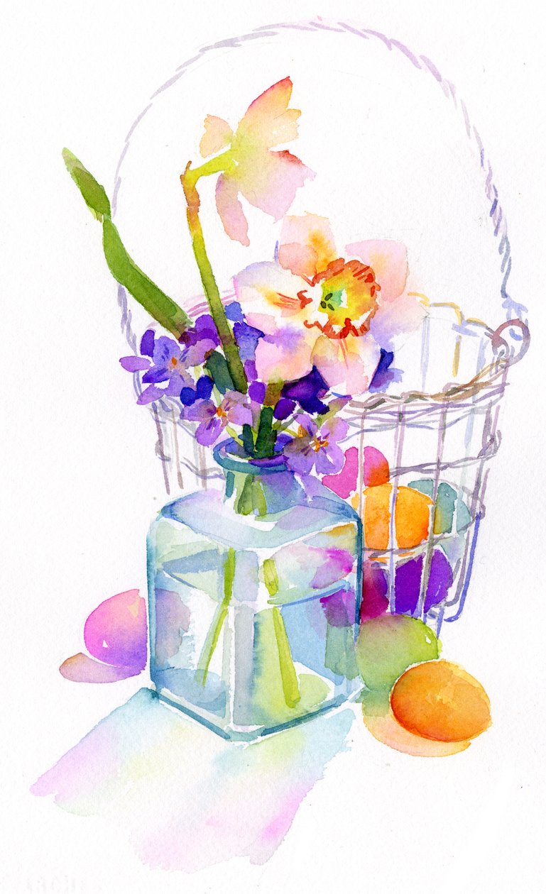 Egg basket with flowers by John Keeling: Buy fine art prints