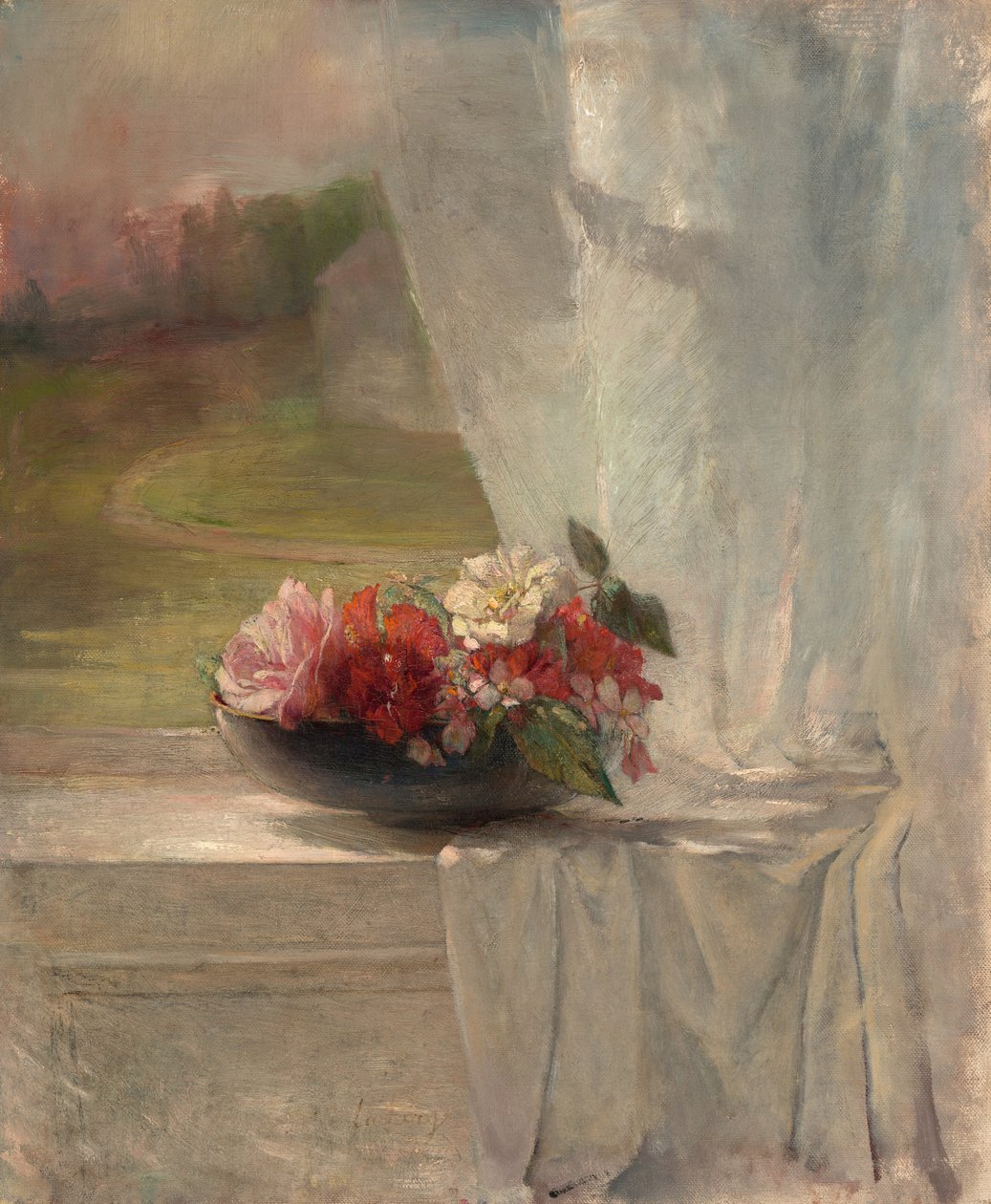 Flowers on a Window Ledge by John La Farge: Fine art print