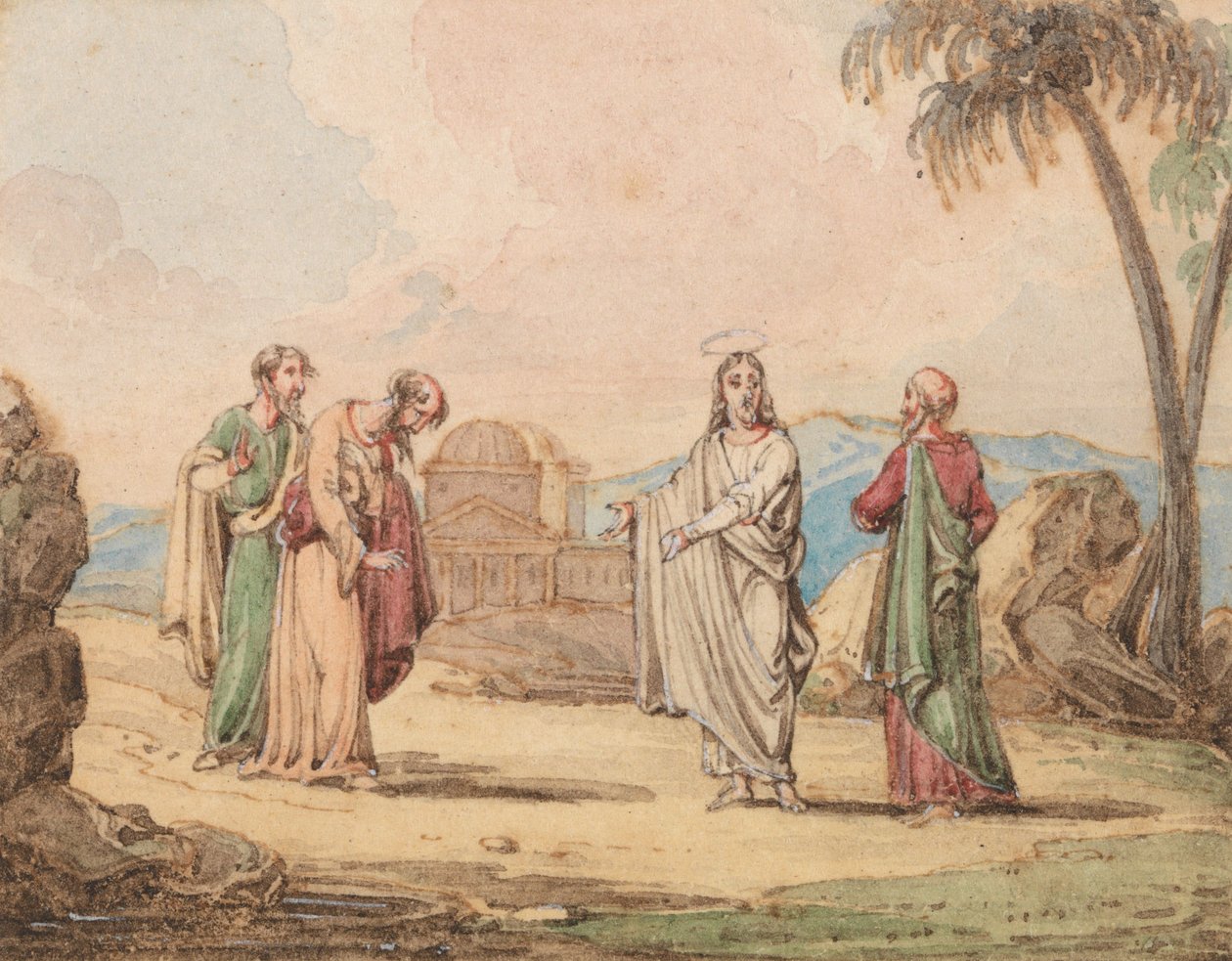 Christ with Three Figures by John Martin: Fine art print