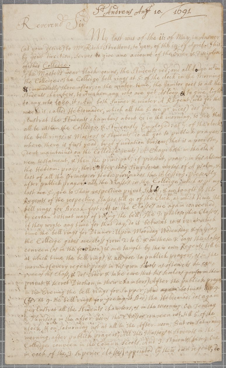 A Letter from John Row, a Student at St Andrews, to His Uncle
