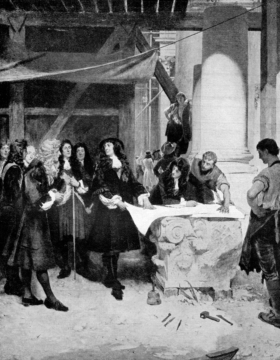 Charles II Visiting Sir Christopher Wren During the Building of St Paul ...
