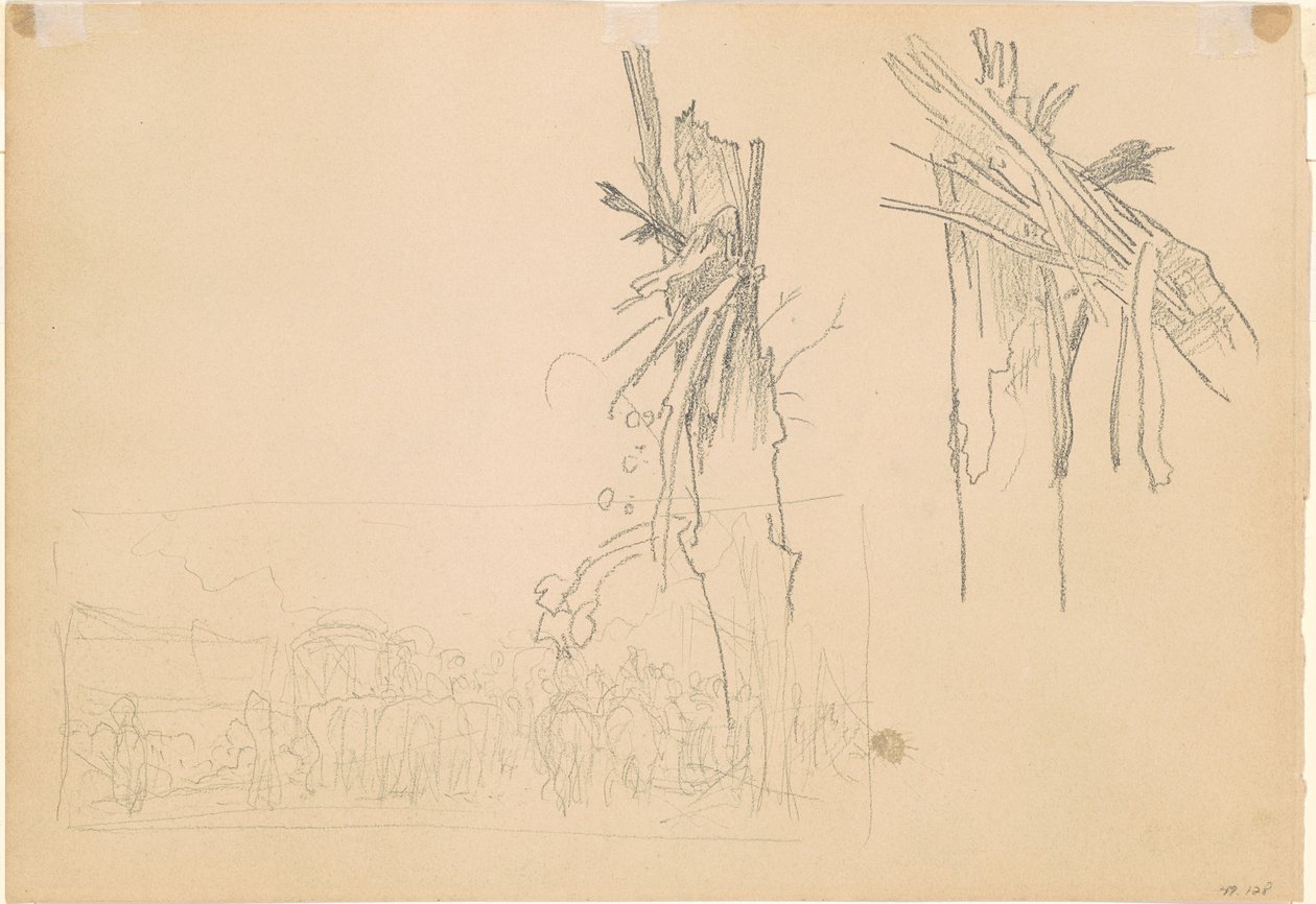 Two Shattered Trees; and Study for 'The Road' (verso)