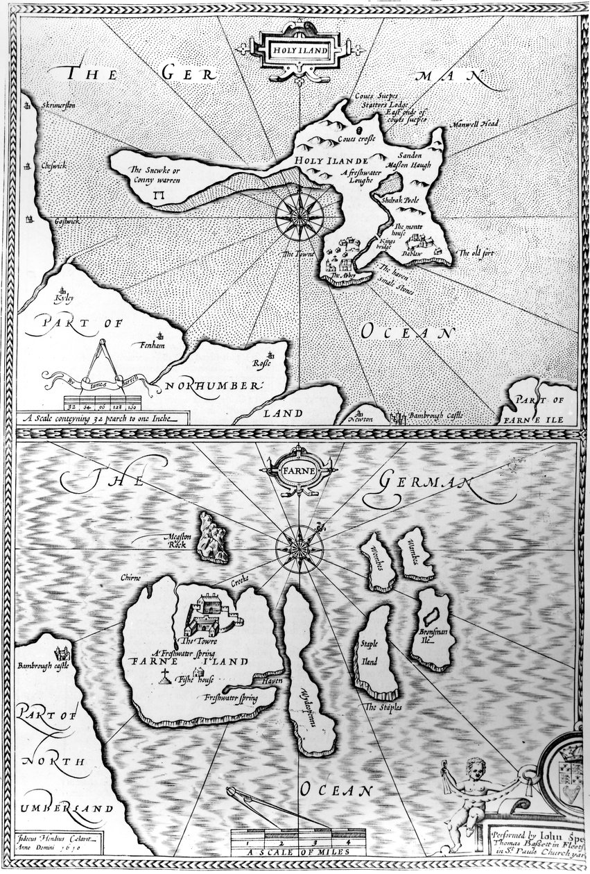 Maps of Holy Island and Farne Island, Northumberland