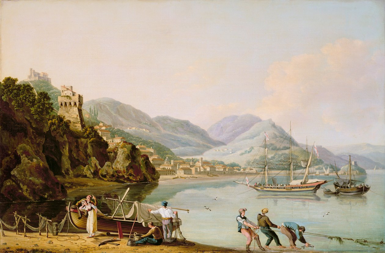 An Italian Harbour with a Genoese Chebec at Anchor