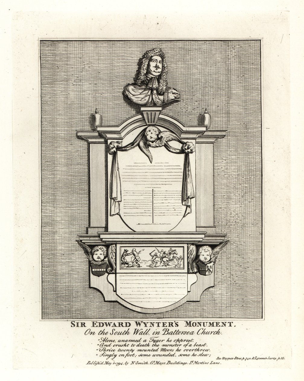 Monument of Sir Edward Wynter, died 1685, on the south wall of St Mary ...