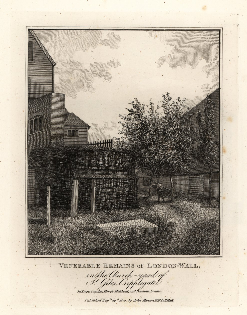 Remains of the Roman London Wall in the Churchyard of St Giles, Cripplegate