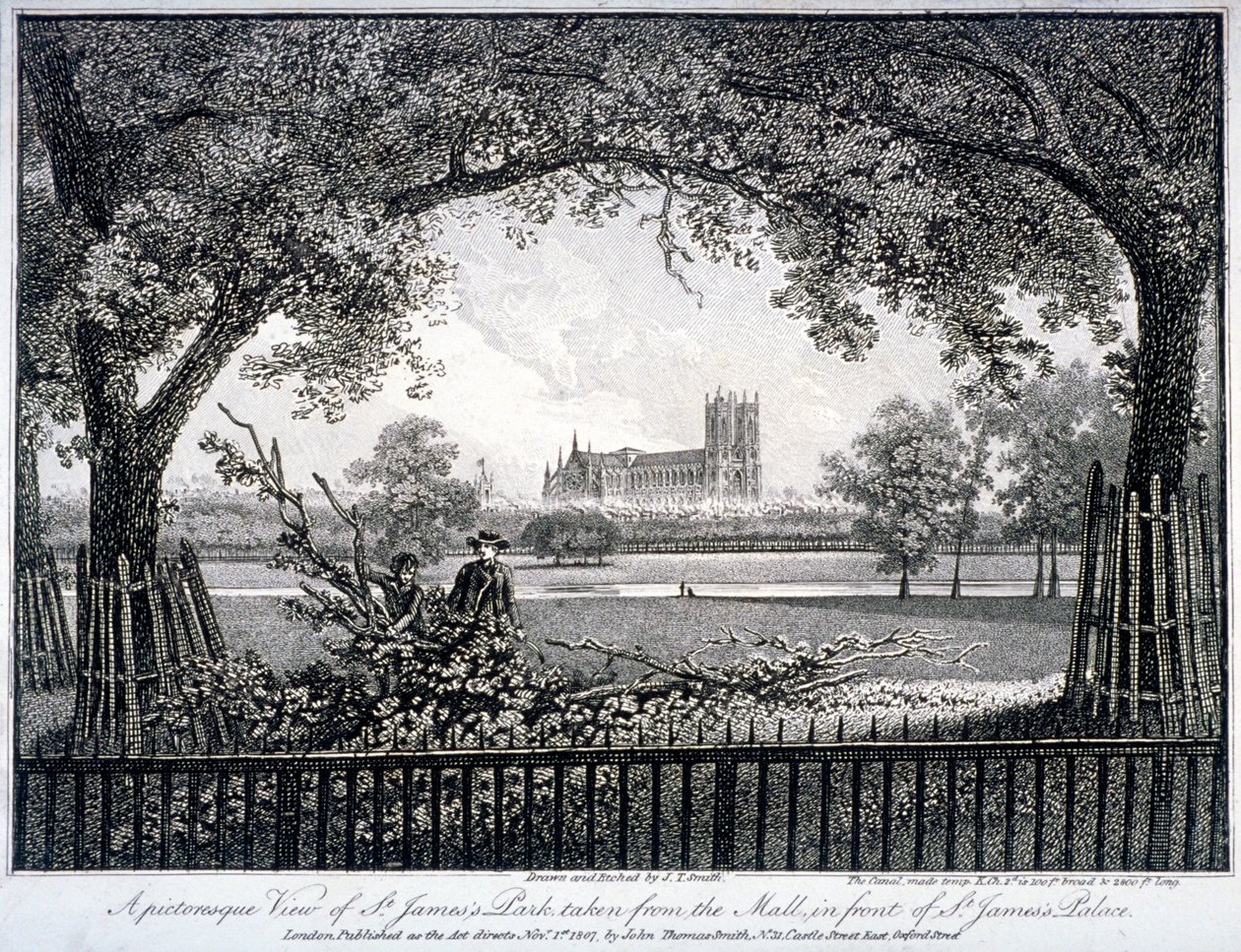 St James Park, from the Mall in front of St James's Palace, Westminster ...