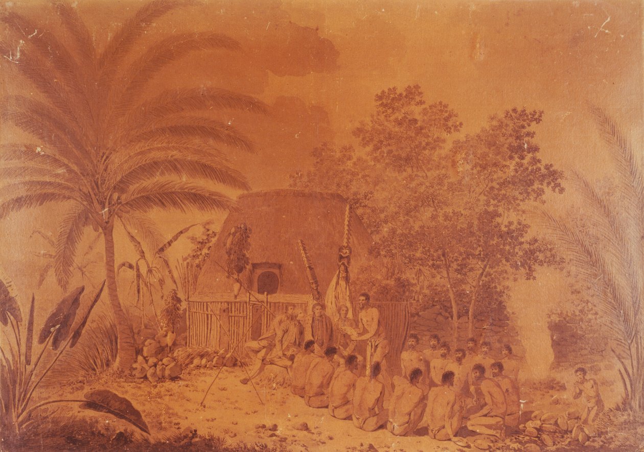 Offerings to Captain James Cook, engraving by John Webber, Polynesia ...