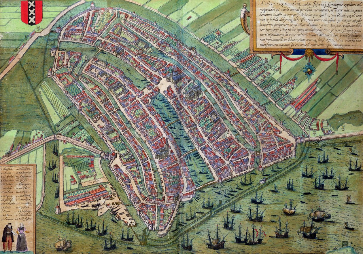 Map of Amsterdam, from 'Civitates Orbis Terrarum' by Georg Braun and ...