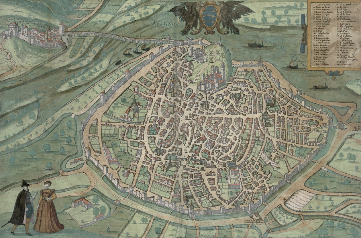 Map of Avignon, from 'Civitates Orbis Terrarum' by Georg Braun and ...