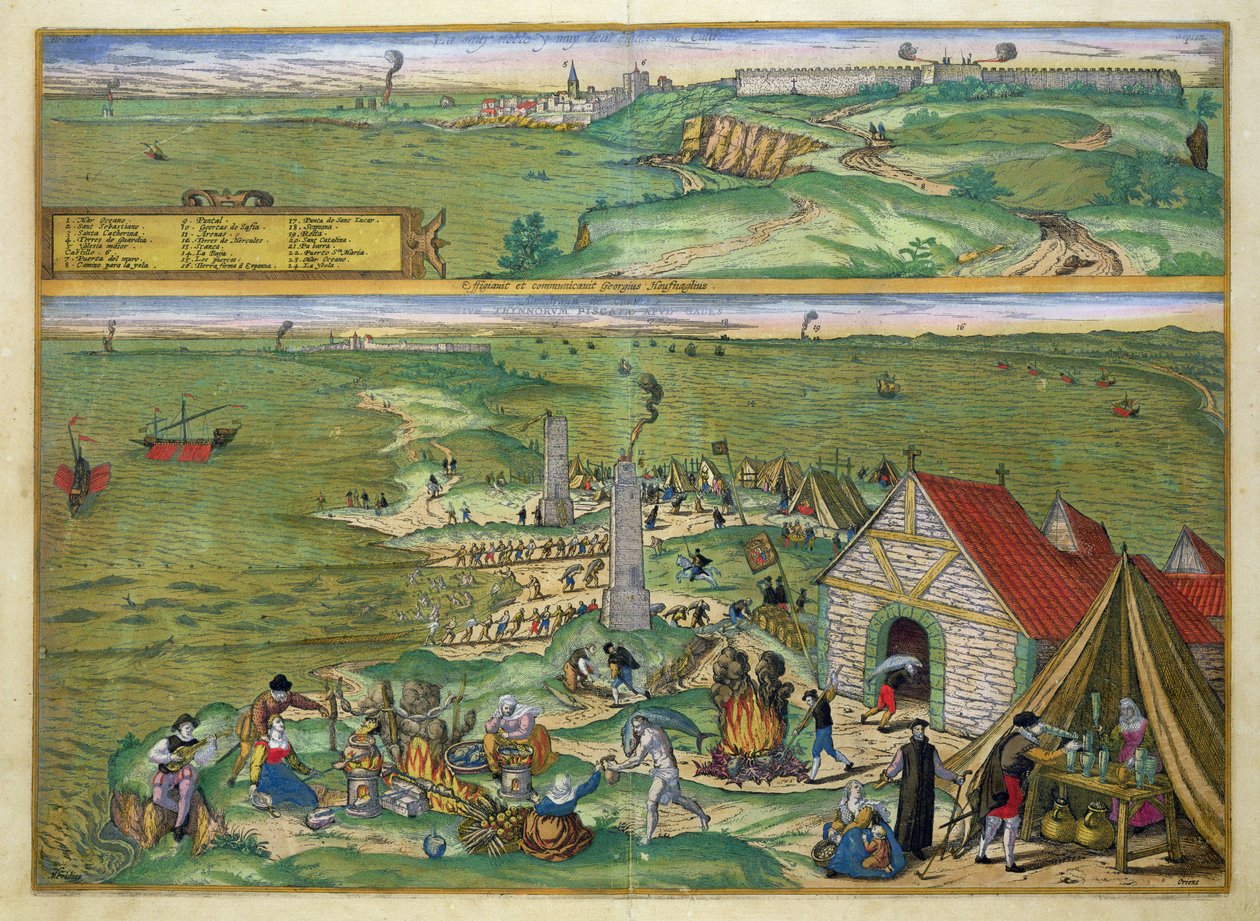 Map of Cadiz, from 'Civitates Orbis Terrarum' by Georg Braun and Frans ...