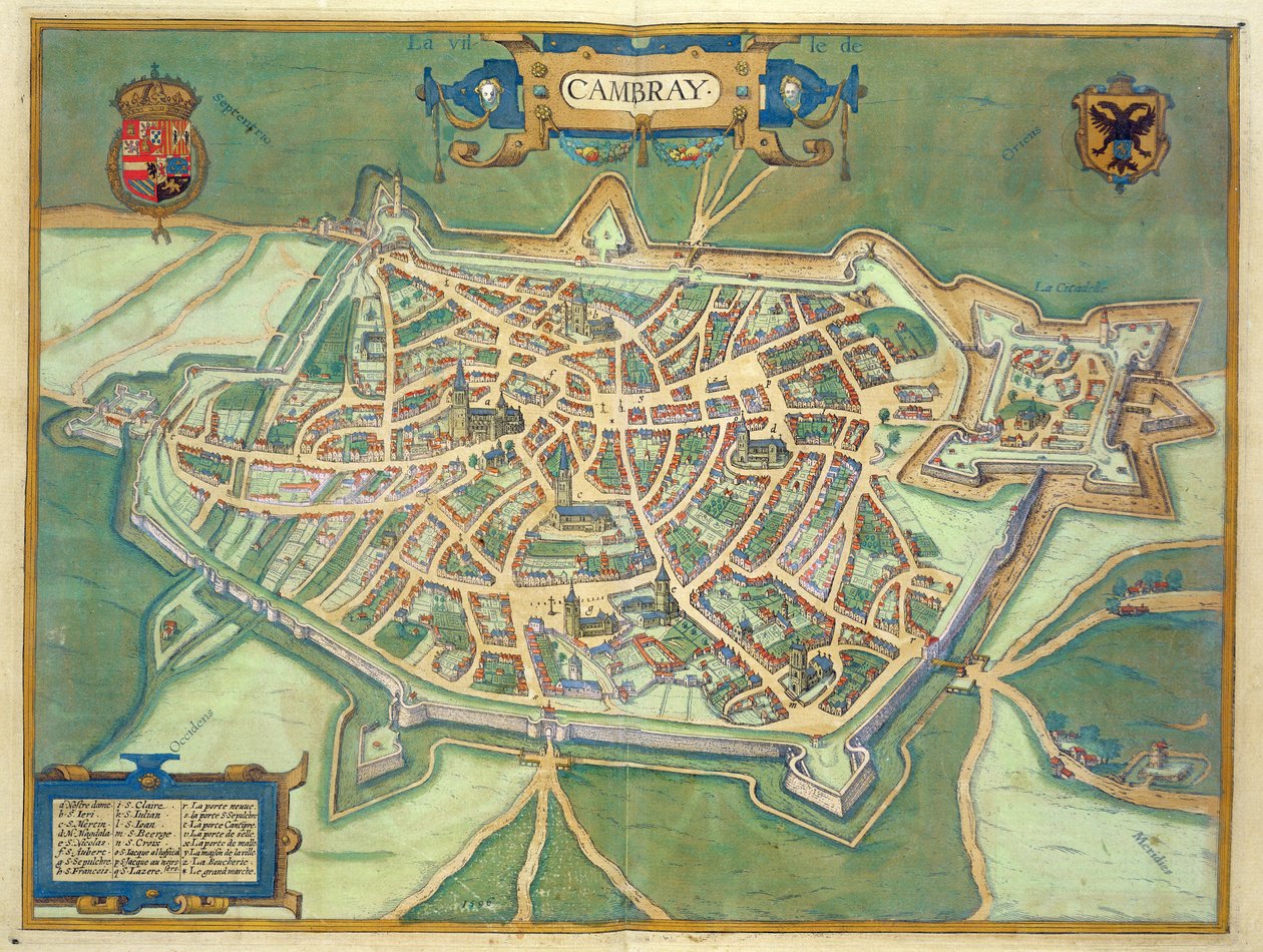 Map of Cambrai, from 'Civitates Orbis Terrarum' by Georg Braun and ...