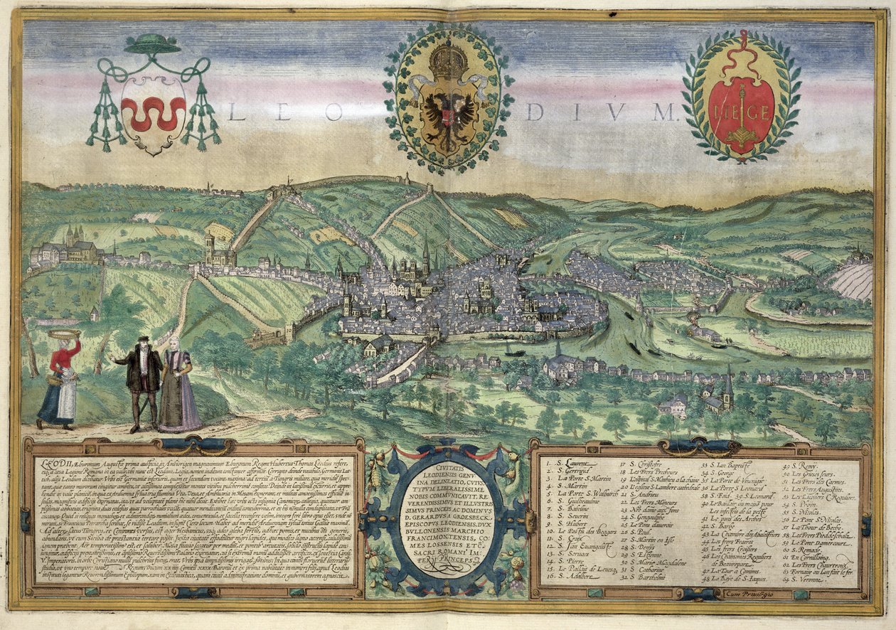Map of Liege, from 'Civitates Orbis Terrarum' by Georg Braun and Frans ...