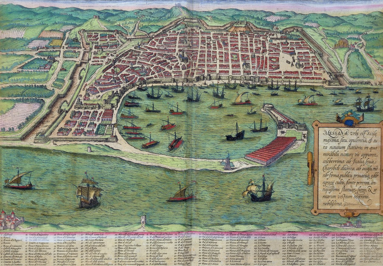 Map of Messina, from 'Civitates Orbis Terrarum' by Georg Braun and ...