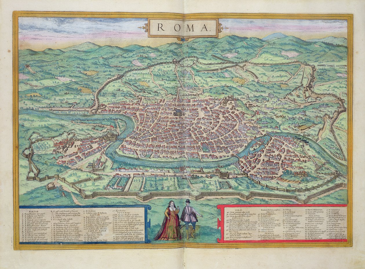 Map of Rome, from 'Civitates Orbis Terrarum' by Georg Braun and Frans ...