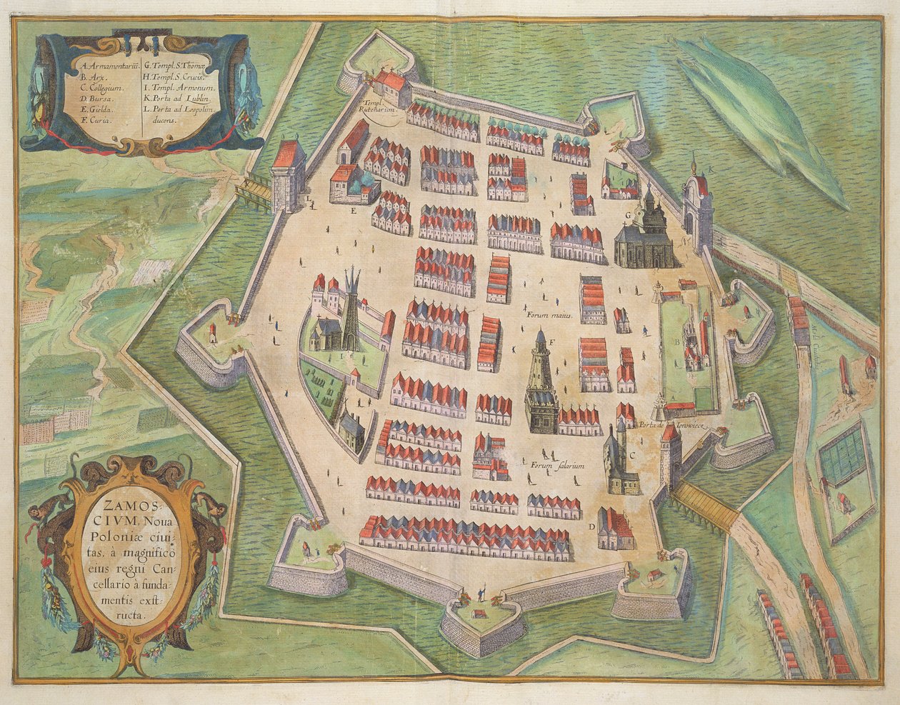 Map of Zamosc, from 'Civitates Orbis Terrarum' by Georg Braun and Frans ...