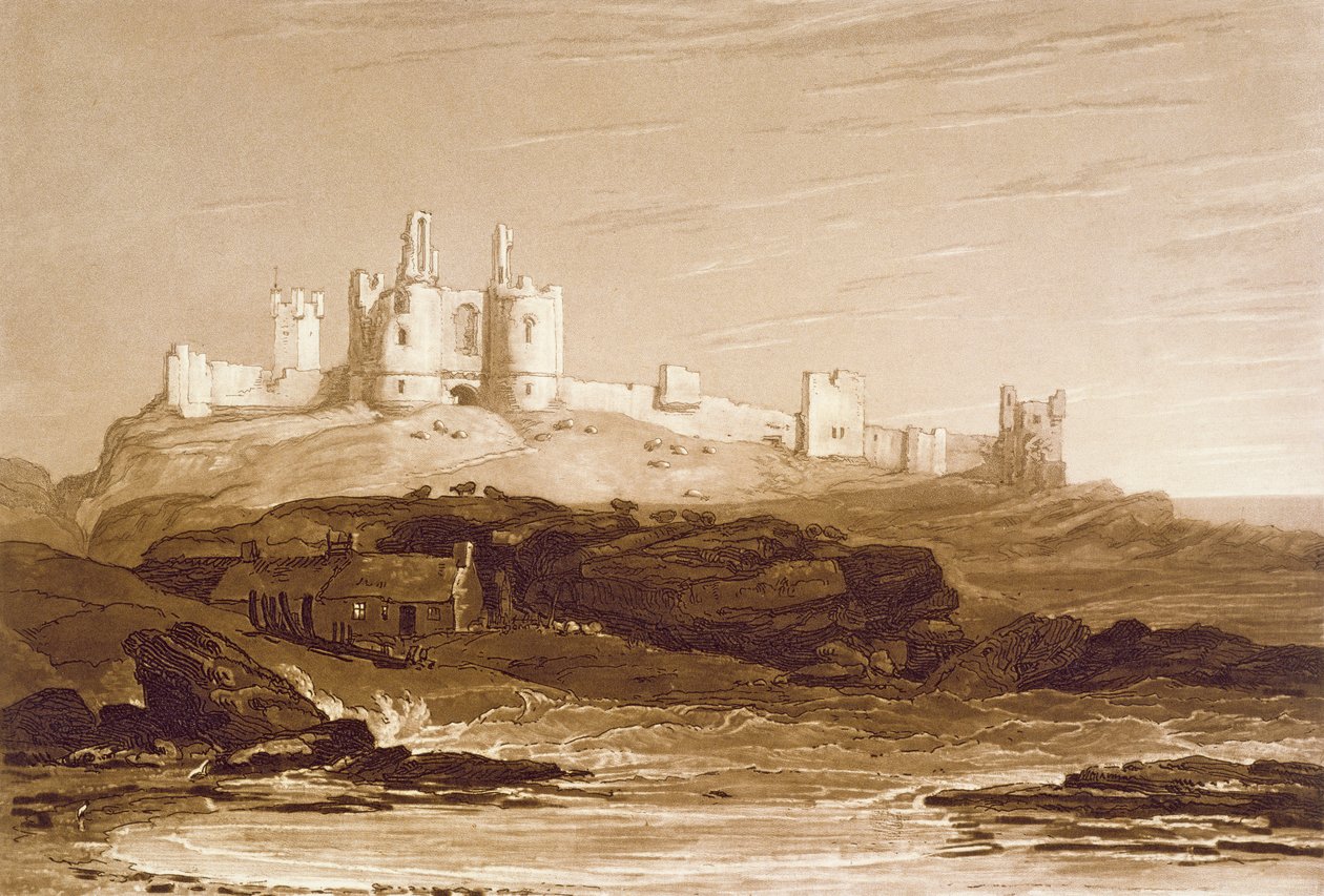 Dunstanborough Castle, from the 'Liber Studiorum', Engraved by Charles ...