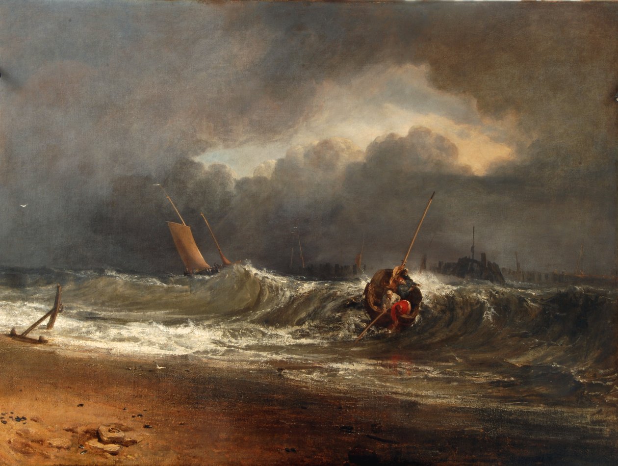 Fishermen upon a lee-shore in squally weather