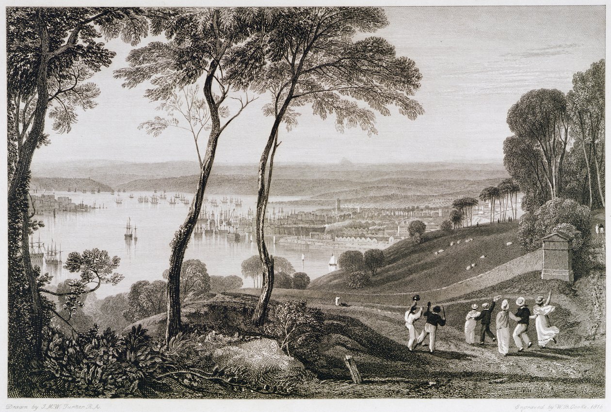 Plymouth Dock from Mount Edgecombe, from 'Cooke's Picturesque Views of ...