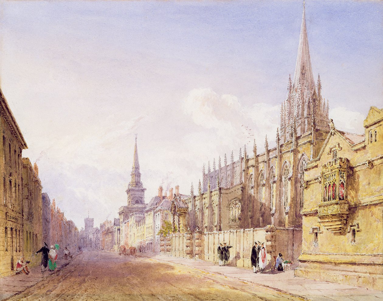 Scholars and Figures Outside St. Mary Magdalen Church, Oxford