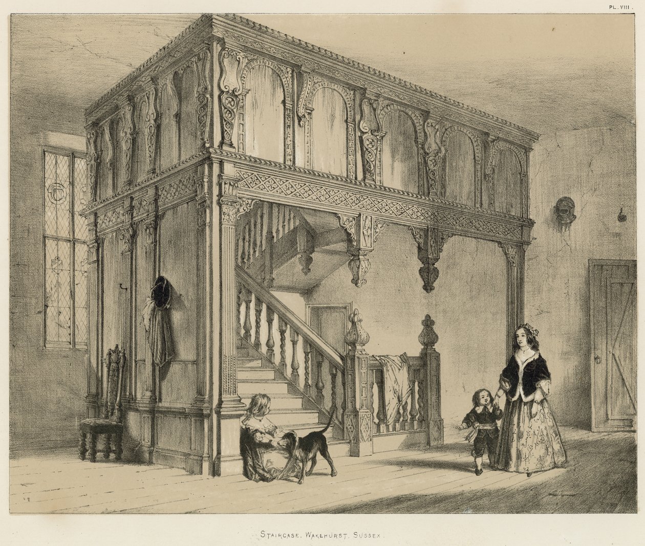 Staircase, Wakehurst, Sussex by Joseph Nash