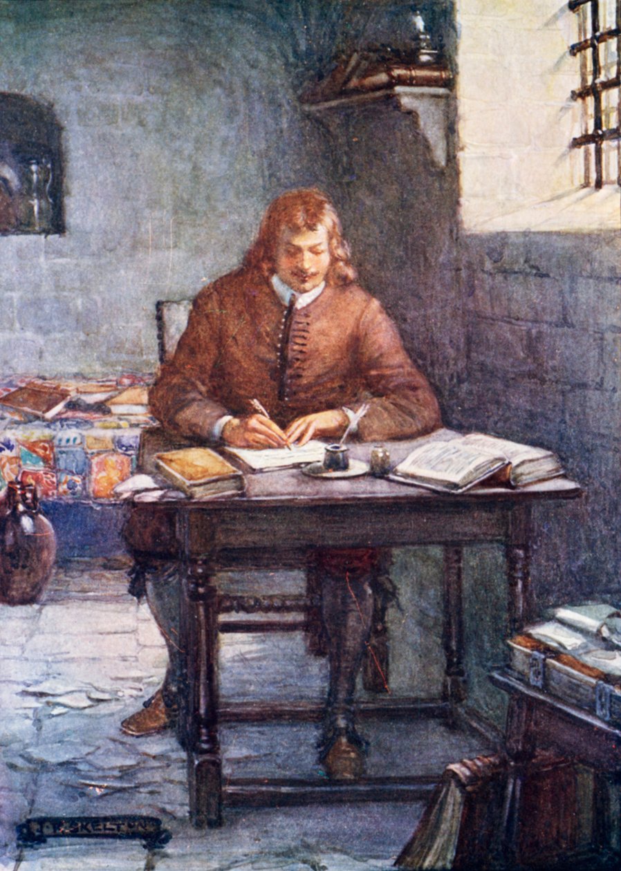 John Bunyan Writing Pilgrim's Progress While in Prison