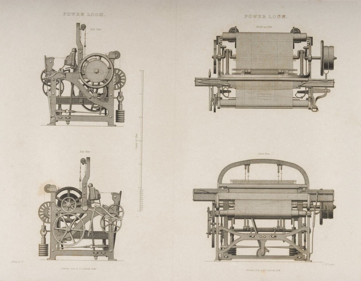 Four Views of the Power Loom, c.1830 by Joseph Wilson Lowry