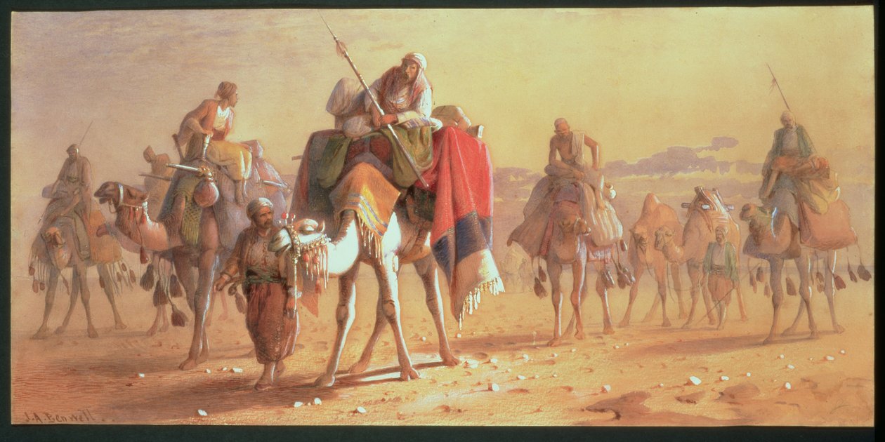 An Arab Caravan by Joseph-Austin Benwell: Fine art print