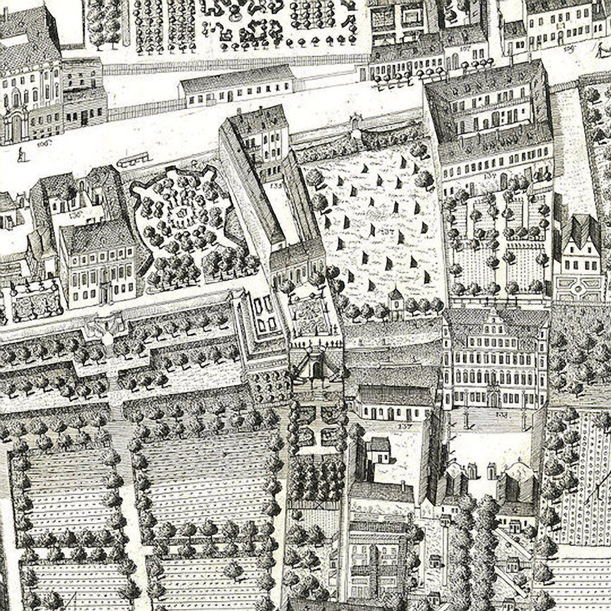 Detail of a Map of Vienna showing 135 Alsergrund where Mozart and his ...
